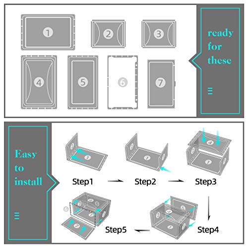 Zoknes Storage-Stackable shoe box Organizer-Containers shoe box with magnetic suction plastic transparent shoe box side shoe display box Stackable Shoe with Clear Door for Sneakers,3-pack