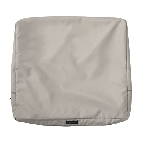 Classic Accessories Ravenna Water-Resistant 25 x 22 x 4 Inch Outdoor Back Cushion Slip Cover, Patio Furniture Cushion Cover, Mushroom, Patio Furniture Cushion Covers