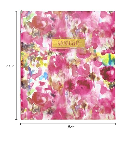 C.R. Gibson Floral Watercolor Refillable 6-Ring Address Book, 440 Entries, 6.5" W x 7.25" L