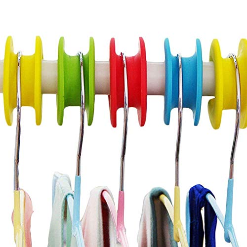 esowemsn 12pcs Silicone Clothes Hanger Fixed Hook Windproof Hanger Spacer Anti-Off Hanger Fixing Ring Hooks Best for Indoor & Outdoor(Random Color)