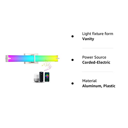 CLOUDY BAY 24 Inch Smart WiFi LED Bathroom Vanity Light,RGB Color Changing Vanity Lighting,Compatible with Alexa and Google Home Assistant,No Hub Required,25W 2700K-6500K,CRI90+ Damp Location