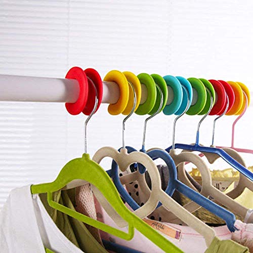 esowemsn 12pcs Silicone Clothes Hanger Fixed Hook Windproof Hanger Spacer Anti-Off Hanger Fixing Ring Hooks Best for Indoor & Outdoor(Random Color)
