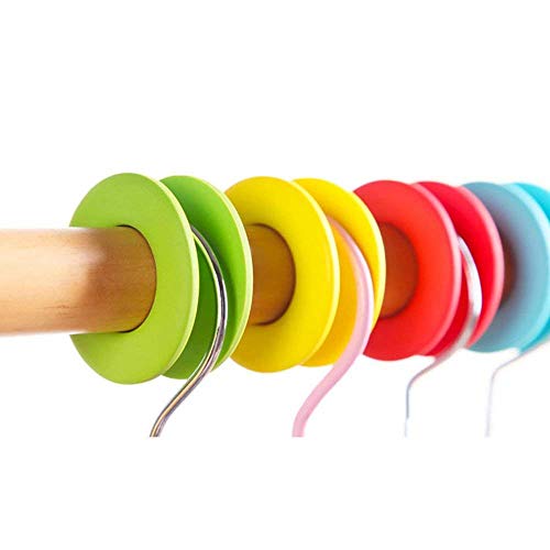 esowemsn 12pcs Silicone Clothes Hanger Fixed Hook Windproof Hanger Spacer Anti-Off Hanger Fixing Ring Hooks Best for Indoor & Outdoor(Random Color)