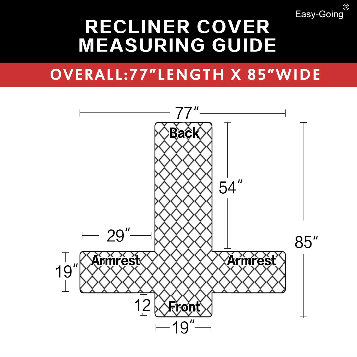 Easy-Going Recliner Sofa Slipcover Reversible Sofa Cover Water Resistant Couch Cover Furniture Protector with Elastic Straps for Pets Kids Children Dog Cat (Recliner, Gray/Light Gray)