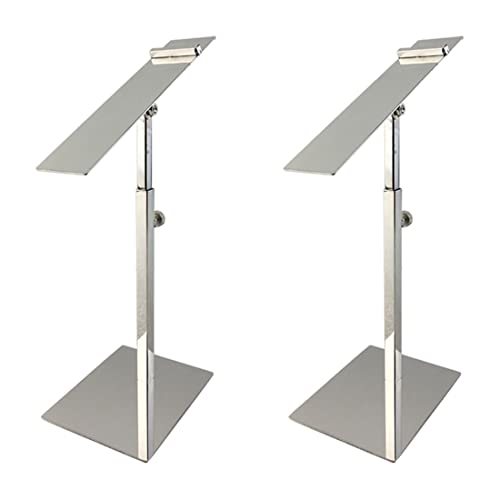 VIDAYA Silver Shoe Display Stand, Stainless Steel Shoe Display Risers Stand Countertop Adjustable Retail Supplies, Shoe Rack Set of 2
