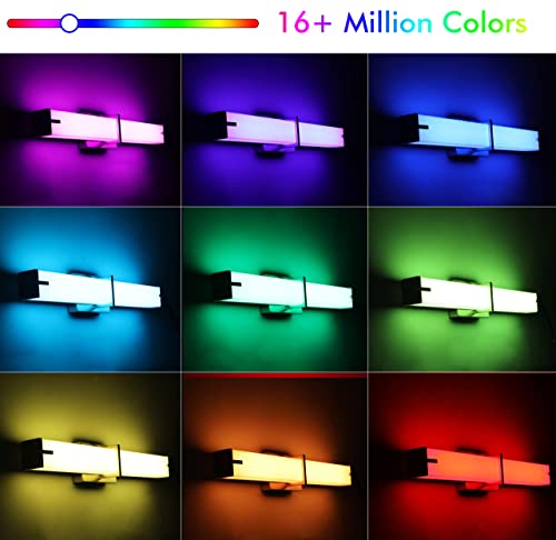 CLOUDY BAY 24 Inch Smart WiFi LED Bathroom Vanity Light,RGB Color Changing Vanity Lighting,Compatible with Alexa and Google Home Assistant,No Hub Required,25W 2700K-6500K,CRI90+ Damp Location