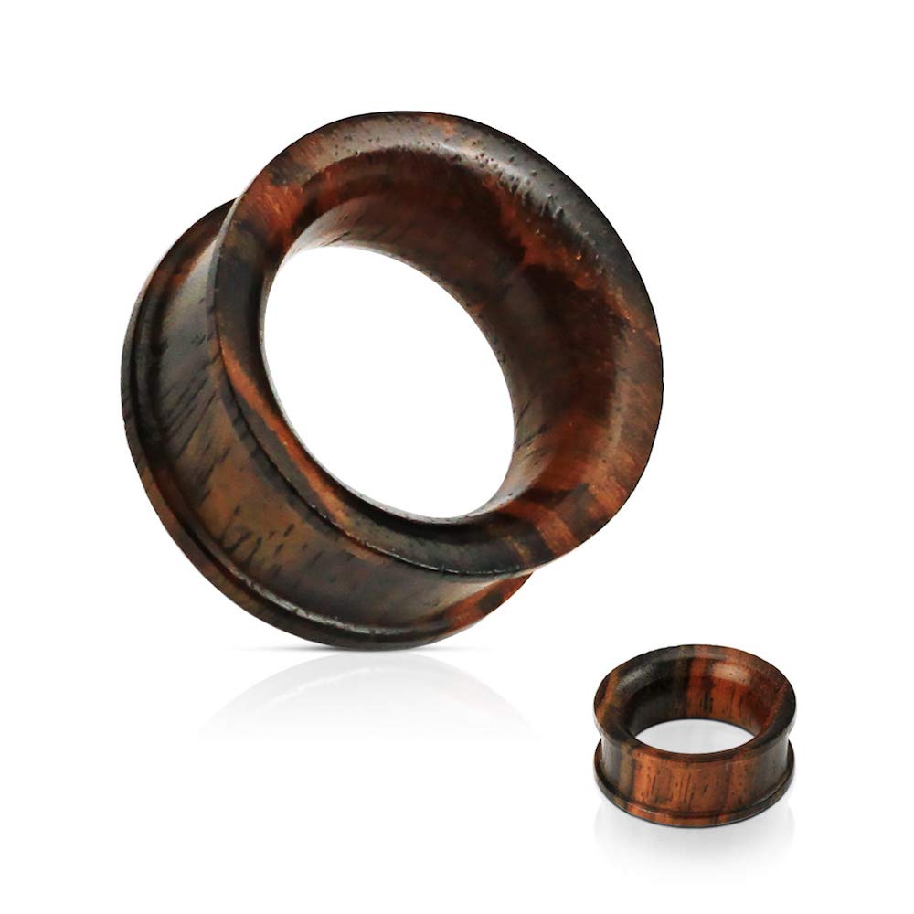 Concave Double Flat Flared Tunnel Organic Sono Wood Plug (9/16" (14mm))