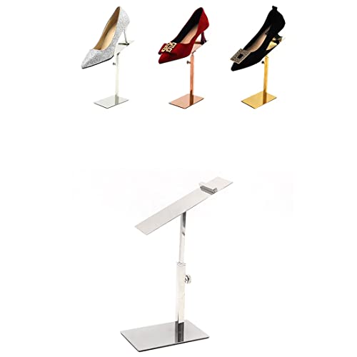VIDAYA Silver Shoe Display Stand, Stainless Steel Shoe Display Risers Stand Countertop Adjustable Retail Supplies, Shoe Rack Set of 2