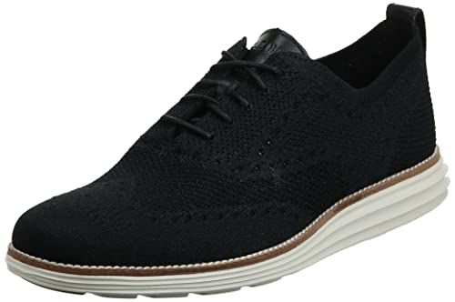 Cole Haan Men's Original Grand Knit Wing TIP II Sneaker, BLACK/IVORY, 9 M US