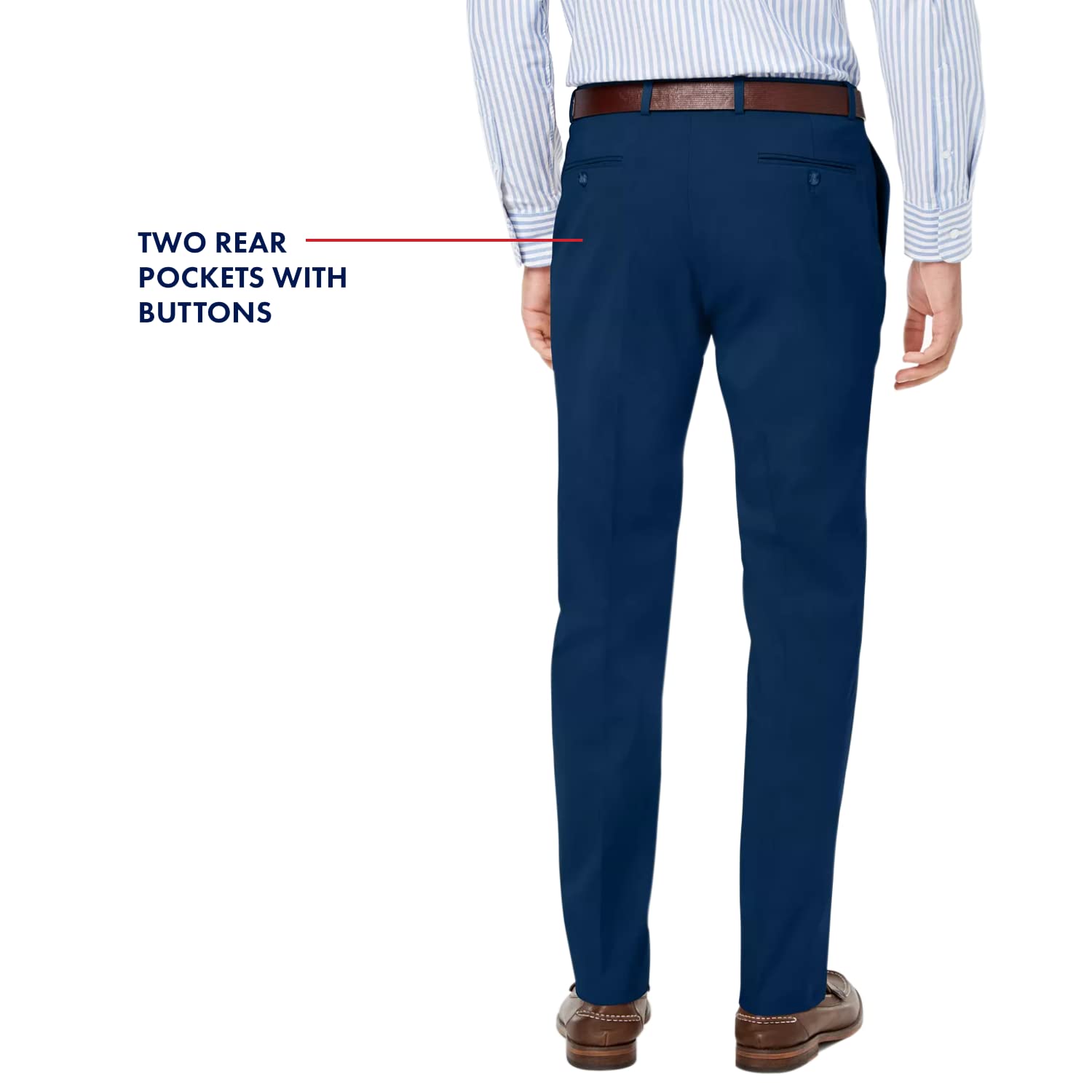 Tommy Hilfiger Men's Classic Stretch Chino Pants – Modern Fit, Wrinkle & Water-Resistant, Versatile & Comfortable for Work or Casual Wear | Navy,34X32L