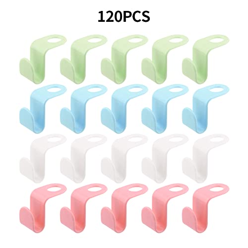 120pcs 4 Color Hanger Hook, Clothes Hanger Connector Hooks, Cascading Hangers, Space Saving for Velvet Closet,Organizer Savers Saver