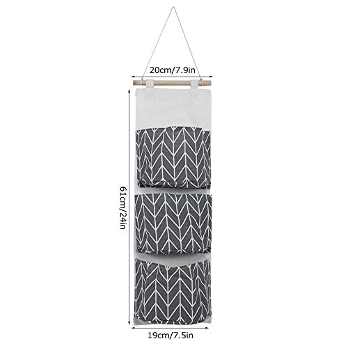 2PCS Wall Closet Hanging Storage Bag Wardrobe Organizer Toys Container Pocket Pouch Decor Hanging Storage Pouches for Bedroom Bathroom(Grey)