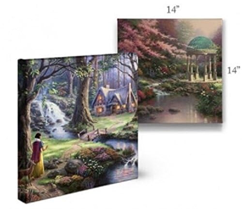 Thomas Kinkade Disney Beauty and the Beast Dancing in the Moonlight Gallery Wrapped Canvas Art | Frameless Wall Art Decor | Certificate of Authenticity Included, 14" x 14"
