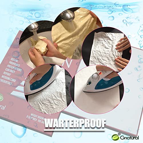 100% Cotton Paper,8.5 x 11 inch Business Paper, 24lb Inkjet Laser Printing Paper, White Color Waterproof Watermark Paper - 100 Sheets Low Starch