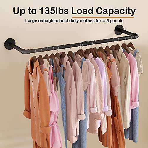 UlSpeed Clothes Racks Wall Mounted, 38.4in Industrial Pipe Clothing Rack 1 Set+ 2 Sets, Sturdy Hanging Clothes Racks