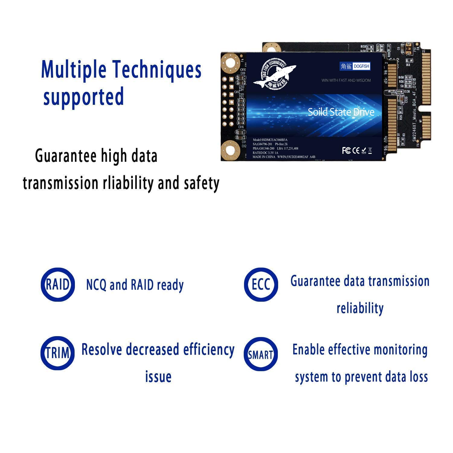 SSD mSATA 250GB Dogfish Internal Solid State Drive High Performance Hard Drive for Desktop Laptop SATAIII 6Gb/s Includes SSD 32GB 60GB 64GB 120GB 128GB 240GB 250GB 480GB 500G 1TB (250GB MSATA)