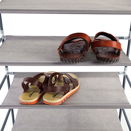 JASOYA Simple Assembly 10 Tiers Non-woven Fabric Shoe Rack,fashionble and convenient design, Gray