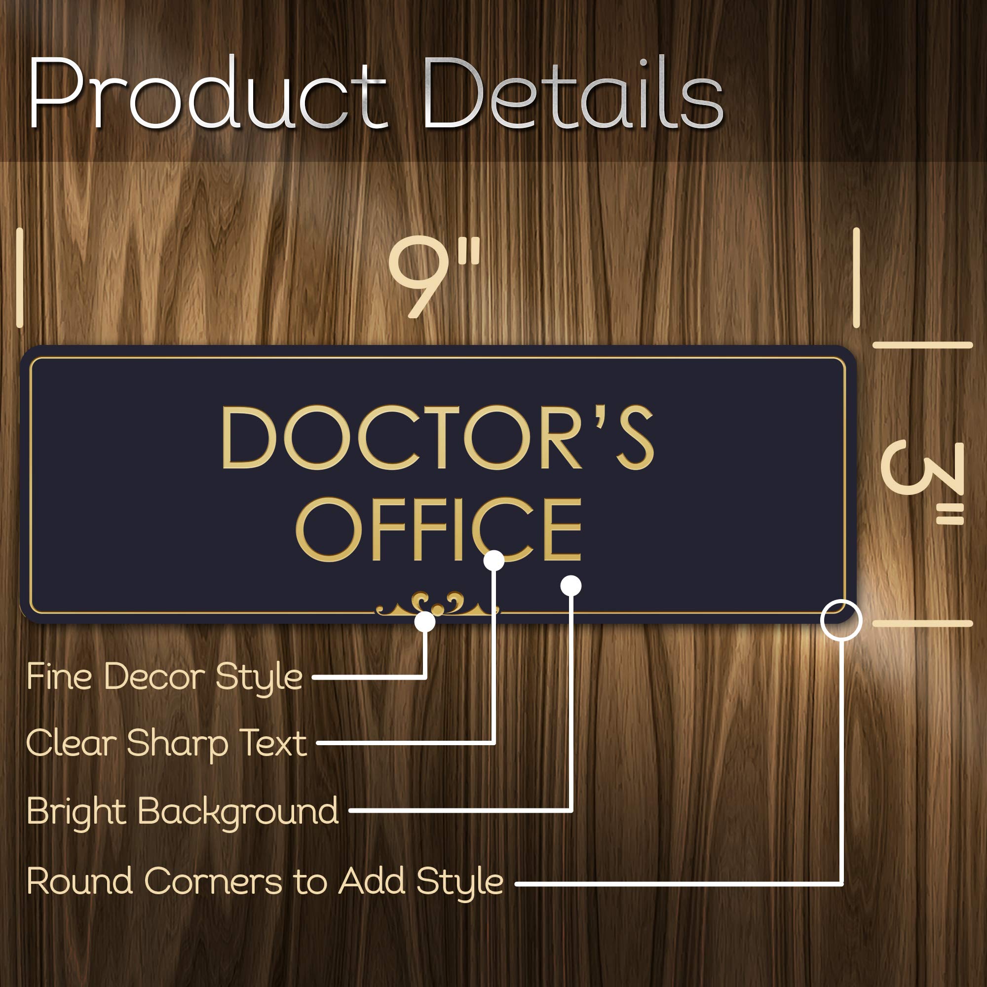 Doctor's Office SignBlack/Gold, Engraved, 3" x 9", Fade Resistance, Indoor/Outdoor Use, USA MADE By My Sign Center