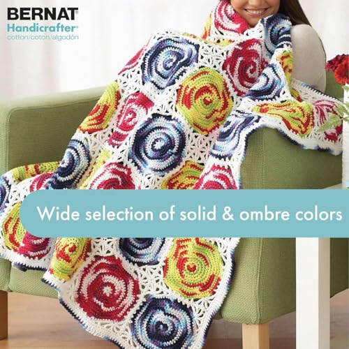 Bernat Handicrafter Cotton Yarn, Gauge 4 Medium Worsted, Blue Camo