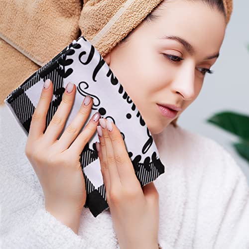 Rumia 4PCS Plaid Bathroom Hand Towels Black White Buffalo Plaid Farmhouse Bathroom Hand Towel Relax Soak Unwind Breathe Kitchen Dish Hand Towel Bath Towels Decorative Set for Bathroom Restroom Decor