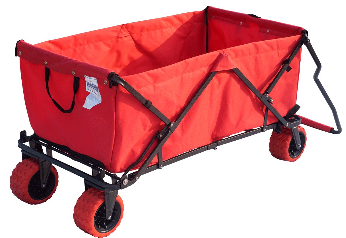 Impact Canopy Folding Collapsible Utility Wagon, Extra-Large Wagon with All-Terrain Wheels, Red