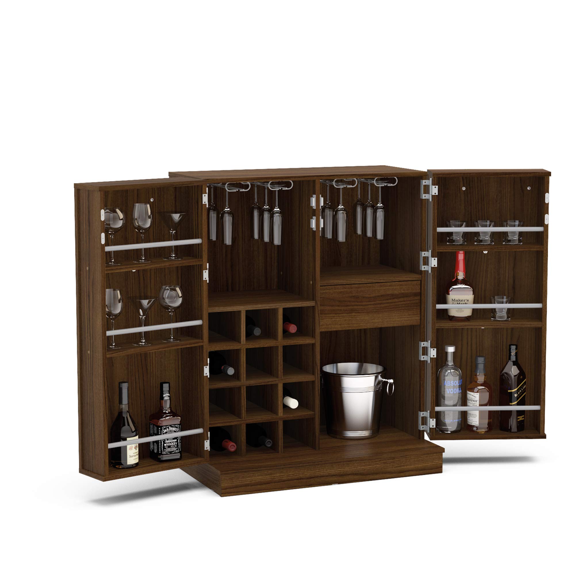 Boahaus Expandable Bar Cabinet with Wine Storage