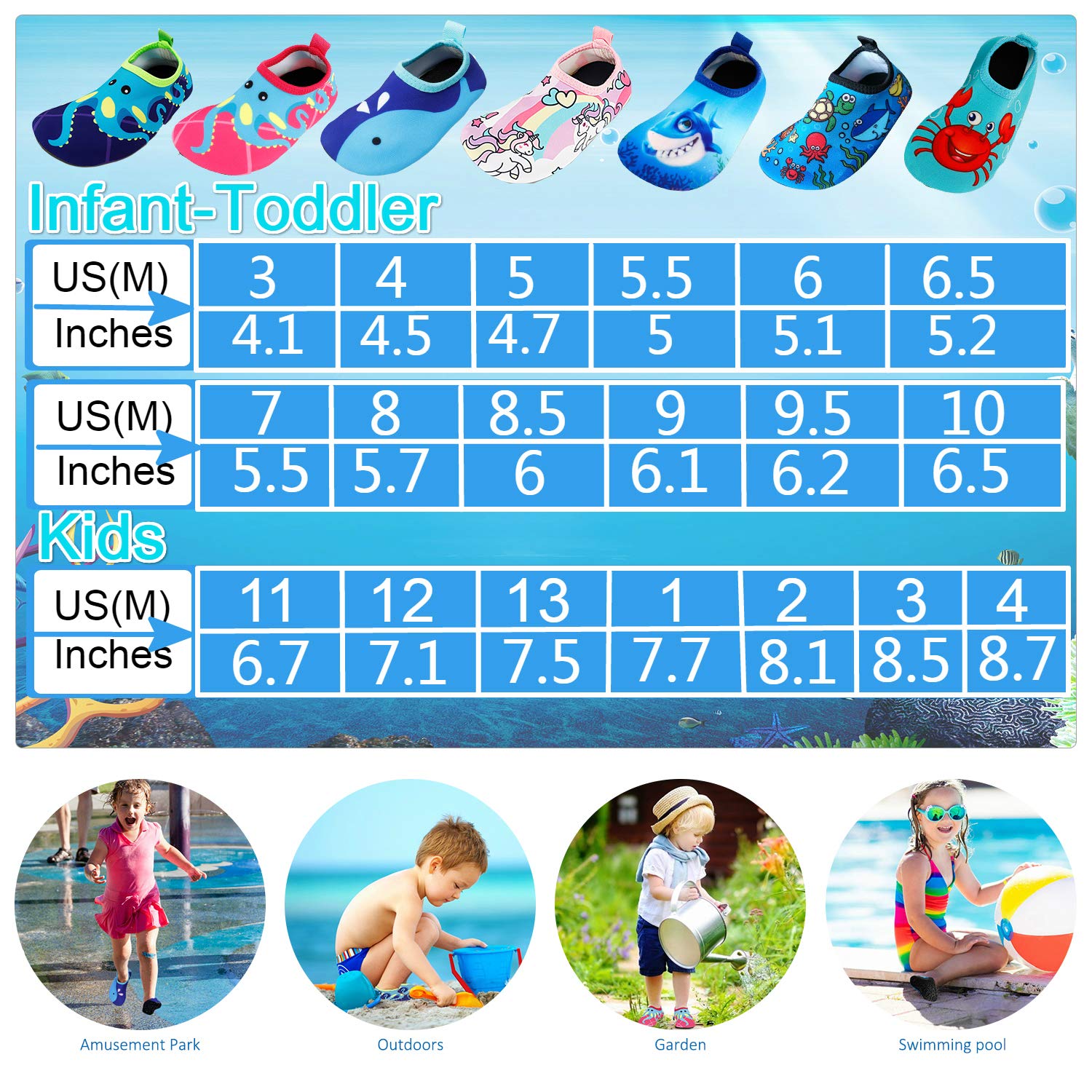 Bigib Toddler Kids Swim Water Shoes Quick Dry Non-Slip, Shark, Size Toddler 8.0