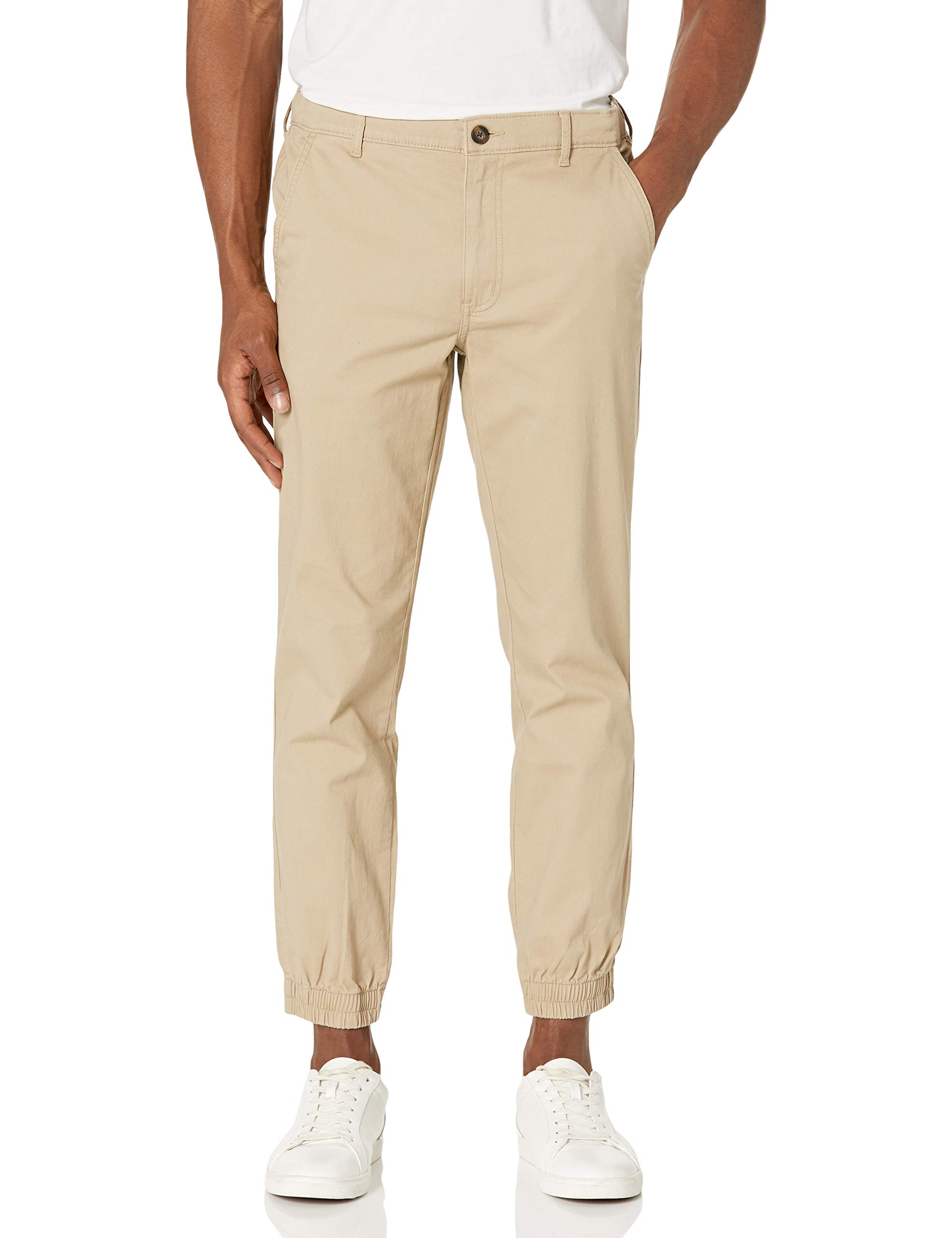 Amazon Essentials Joggers for Men, Cotton, Slim-Fit, Comfortable, Stylish, Large, Khaki Brown
