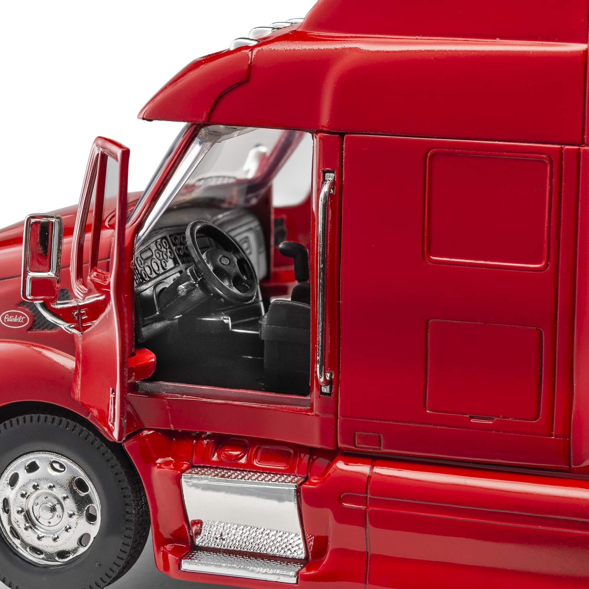 Wheel Master Peterbilt Tractor Trailer 387 Play Toy Truck Vehicle for Kids 1/32 Die Cast Scale,Designed, with Functions, Pre Built Semi, Realistic Look and Openable Doors Great Gift for Children