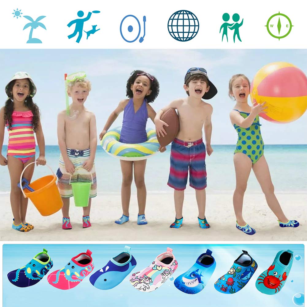 Bigib Toddler Kids Swim Water Shoes Quick Dry Non-Slip, Shark, Size Toddler 8.0