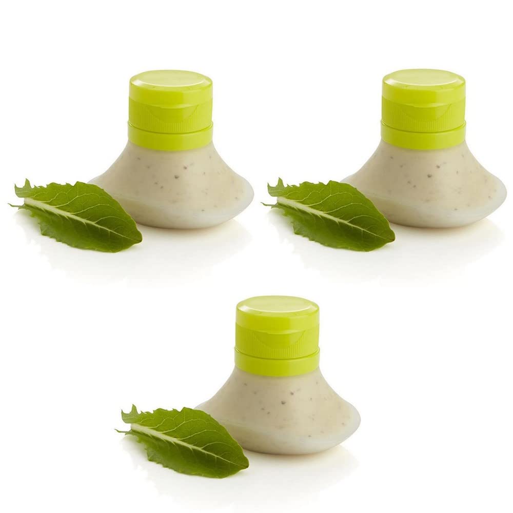 Portable Salad Dressing Containers set of 3- Silicone Squeeze Bottle Leak Proof Cap Kitchen Tool Mini Food Storage Containers Small Dip Condiment