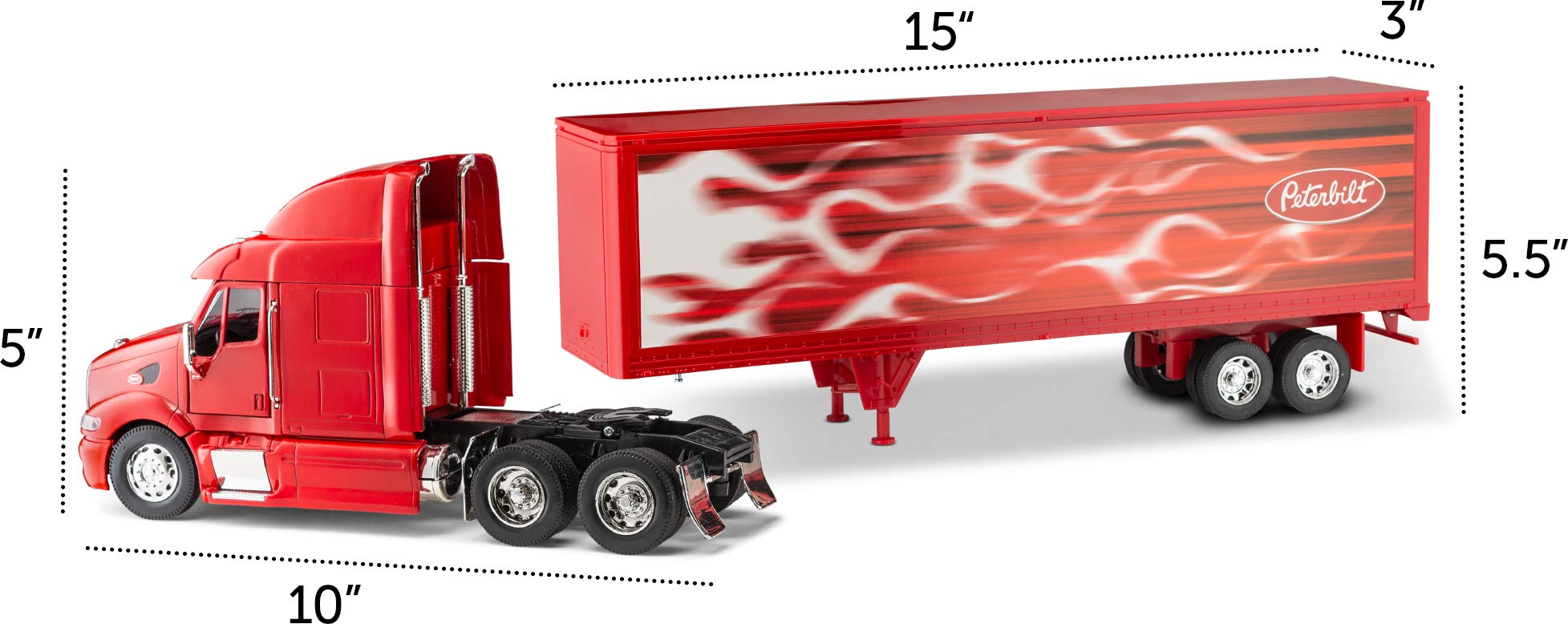 Wheel Master Peterbilt Tractor Trailer 387 Play Toy Truck Vehicle for Kids 1/32 Die Cast Scale,Designed, with Functions, Pre Built Semi, Realistic Look and Openable Doors Great Gift for Children