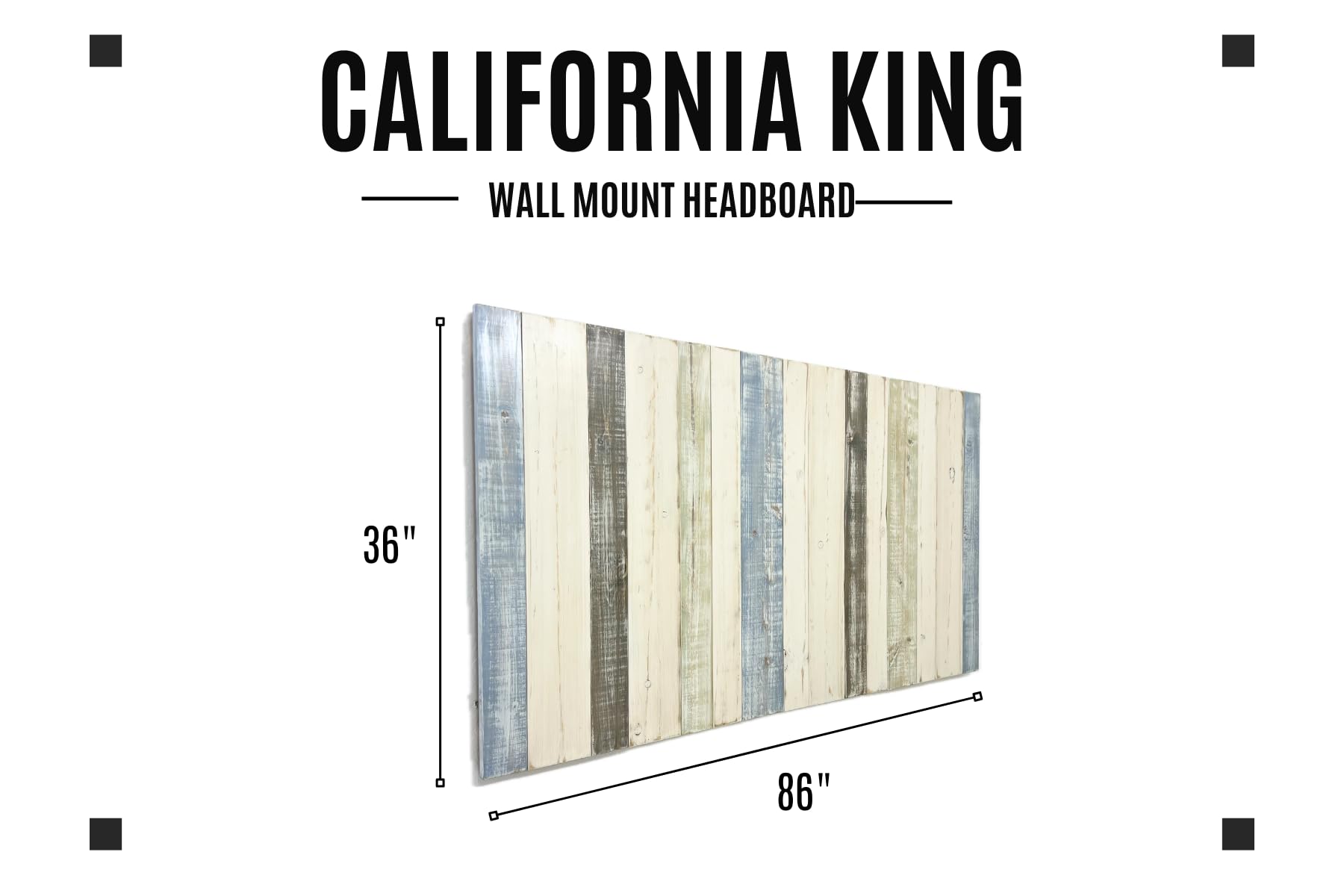 Barn Walls Solid Wood Headboard California King Size Farmhouse with Smooth Natural Wood Grain, Handcrafted Wall-Mounted Panel Head Board, Adjustable Height, Modern Farmhouse Bedroom, Built to Last