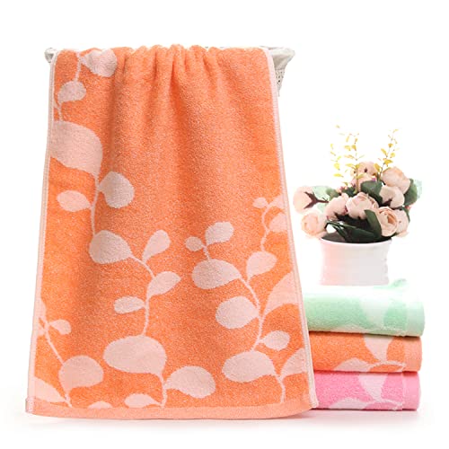 Pidada Hand Towels Set of 2 Leaves Floral Pattern Soft Absorbent Towel for Bathroom 13.4 x 29.1 Inch (Orange)