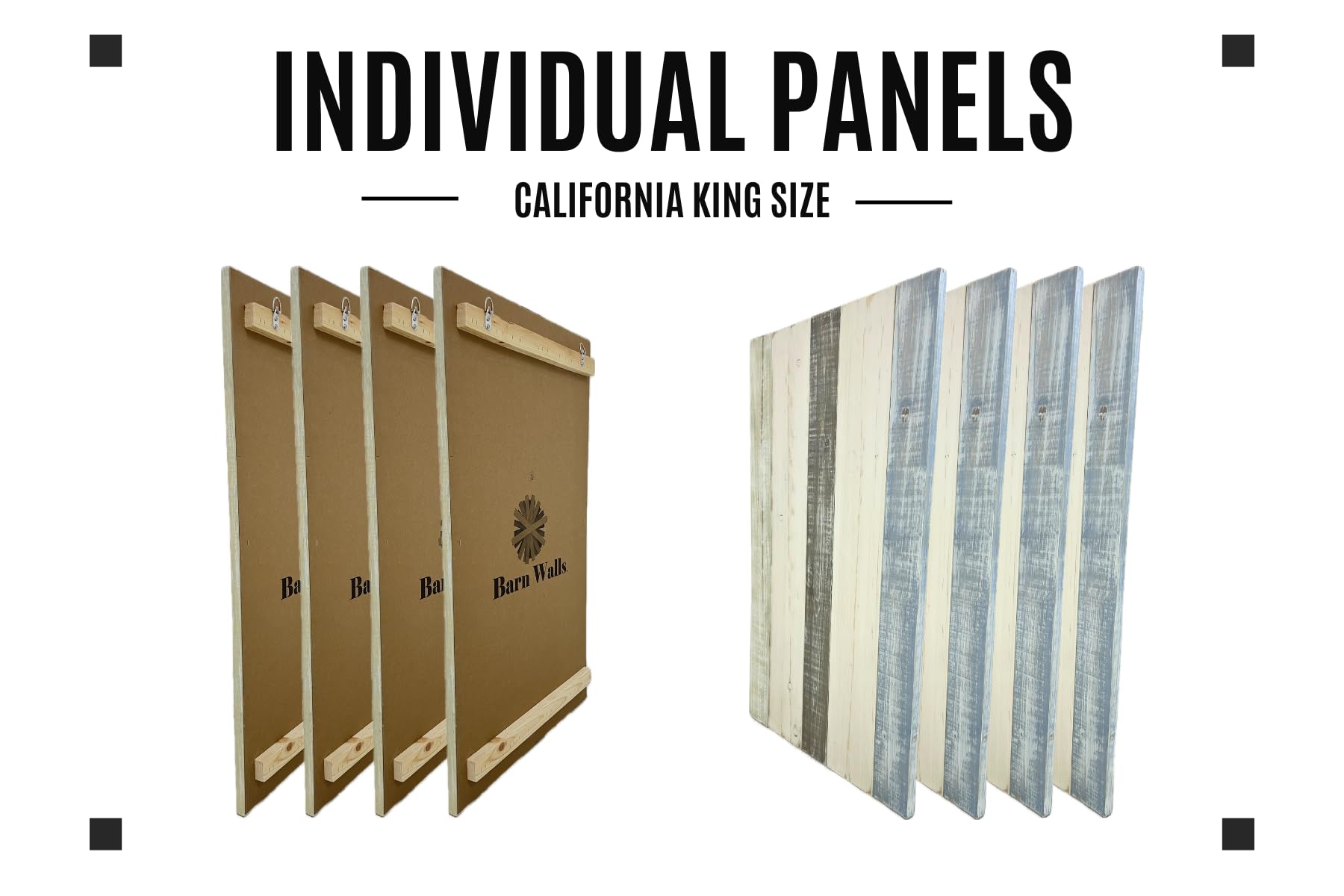 Barn Walls Solid Wood Headboard California King Size Farmhouse with Smooth Natural Wood Grain, Handcrafted Wall-Mounted Panel Head Board, Adjustable Height, Modern Farmhouse Bedroom, Built to Last