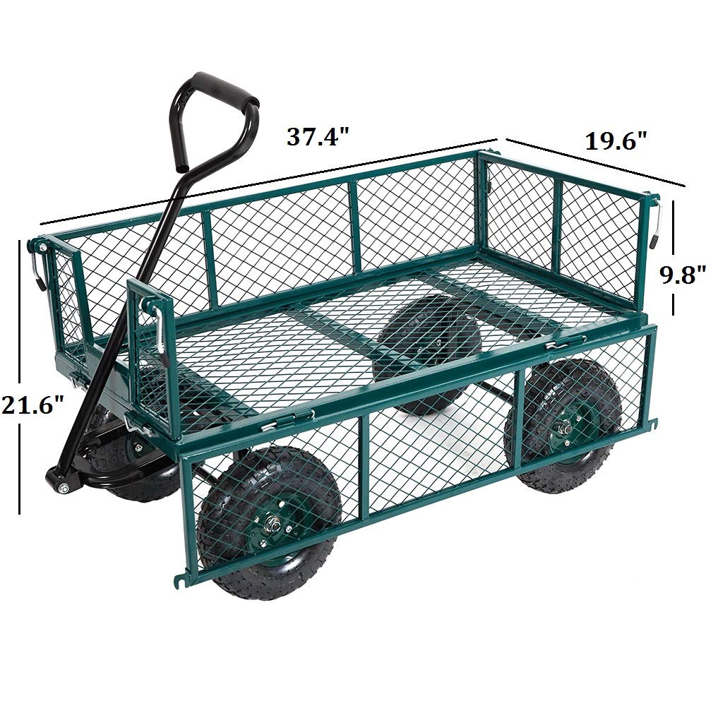 Dporticus Four-Wheel Trailer Large Folding Wagon Side Cart 560lbs Load Capacity, Handling Truck Pull for Outdoor Garden Warehouse Beach