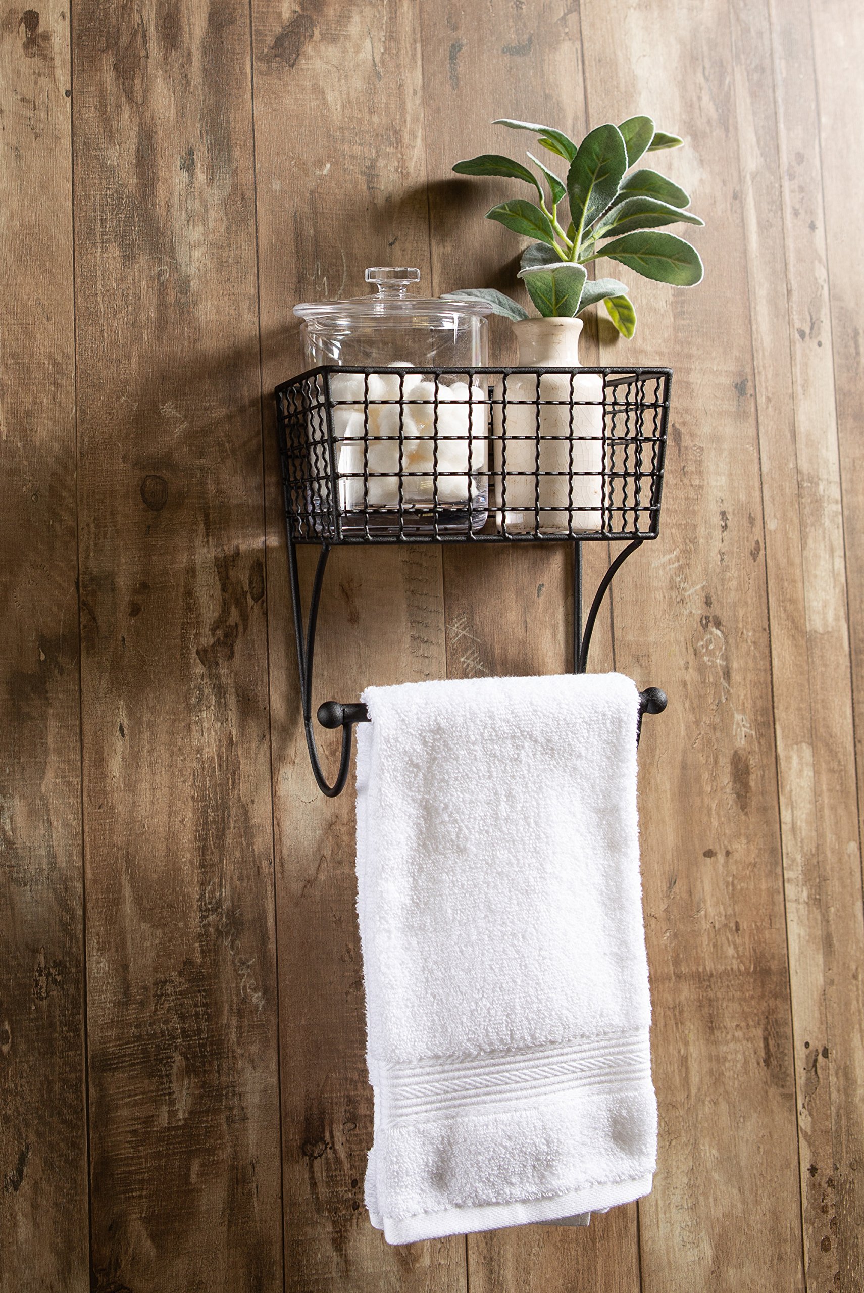DII Rustic Farmhouse Bathroom Décor, Metal Storage, Small Towel Bar, Black