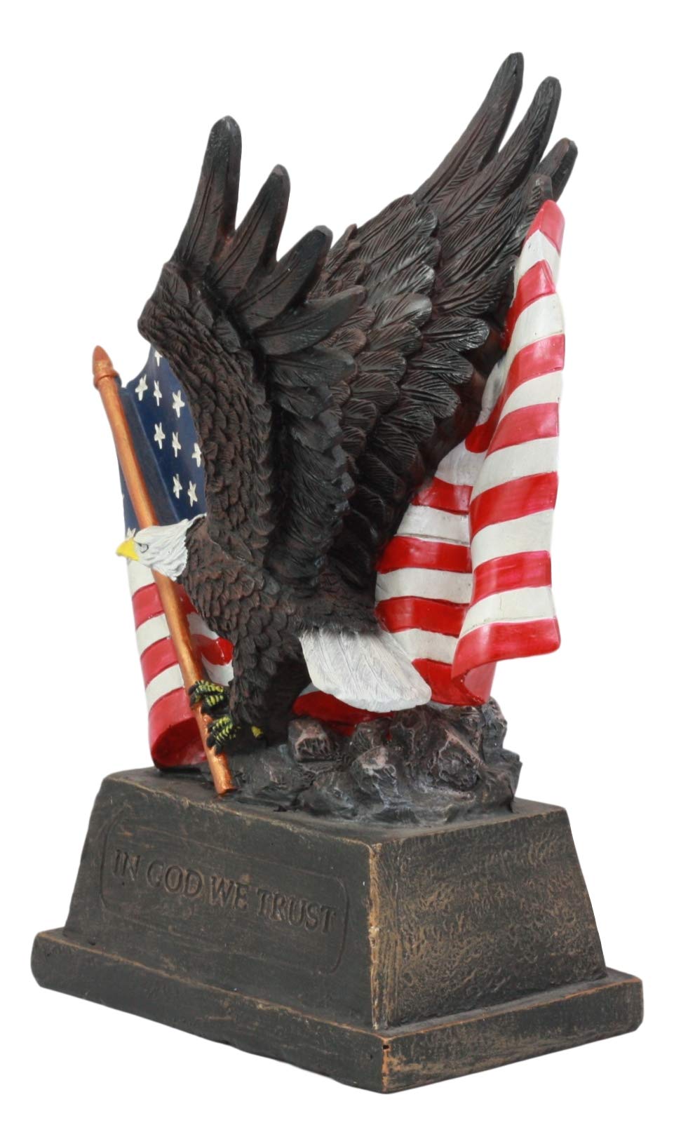 Ebros Patriotic Pride and Honor Bald Eagle Clutching American Flag Statue 10.75" Tall Wildlife Decor Figurine