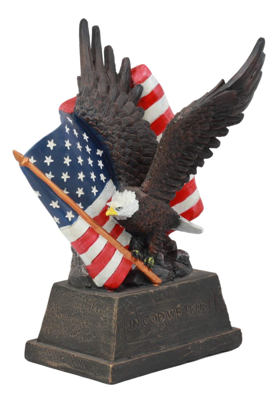 Ebros Patriotic Pride and Honor Bald Eagle Clutching American Flag Statue 10.75" Tall Wildlife Decor Figurine