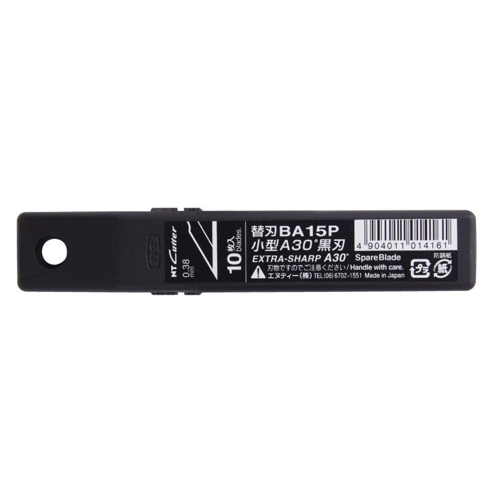 NT Cutter 9mm Snap-Off Extra-Sharp Precision Blades, 30 Degree, Black, 10-Blade/Pack, 1 Pack (BA15P)