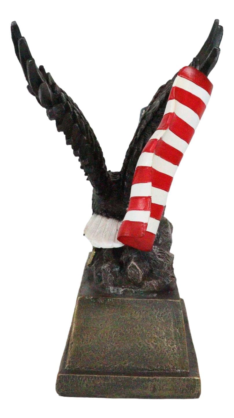 Ebros Patriotic Pride and Honor Bald Eagle Clutching American Flag Statue 10.75" Tall Wildlife Decor Figurine