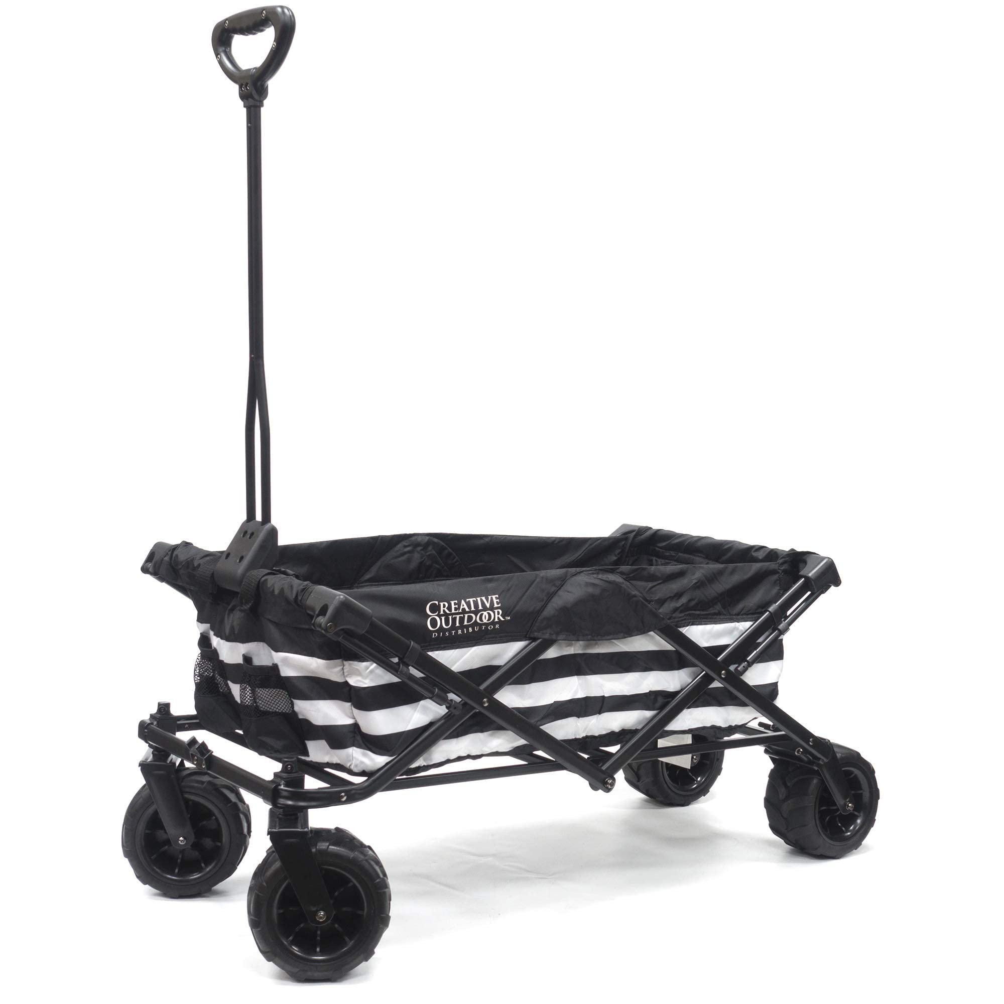 Creative Outdoor Push Pull Stroller Wagon for Kids, 150lbs Weight Capacity, All-Terrain Collapsible Folding Cart with Canopy for Cargo, Beach, Park, Garden, Camping & Tailgate