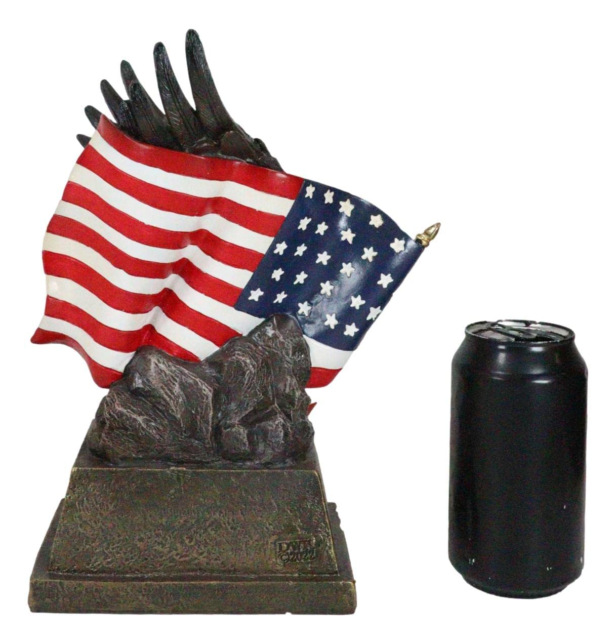 Ebros Patriotic Pride and Honor Bald Eagle Clutching American Flag Statue 10.75" Tall Wildlife Decor Figurine