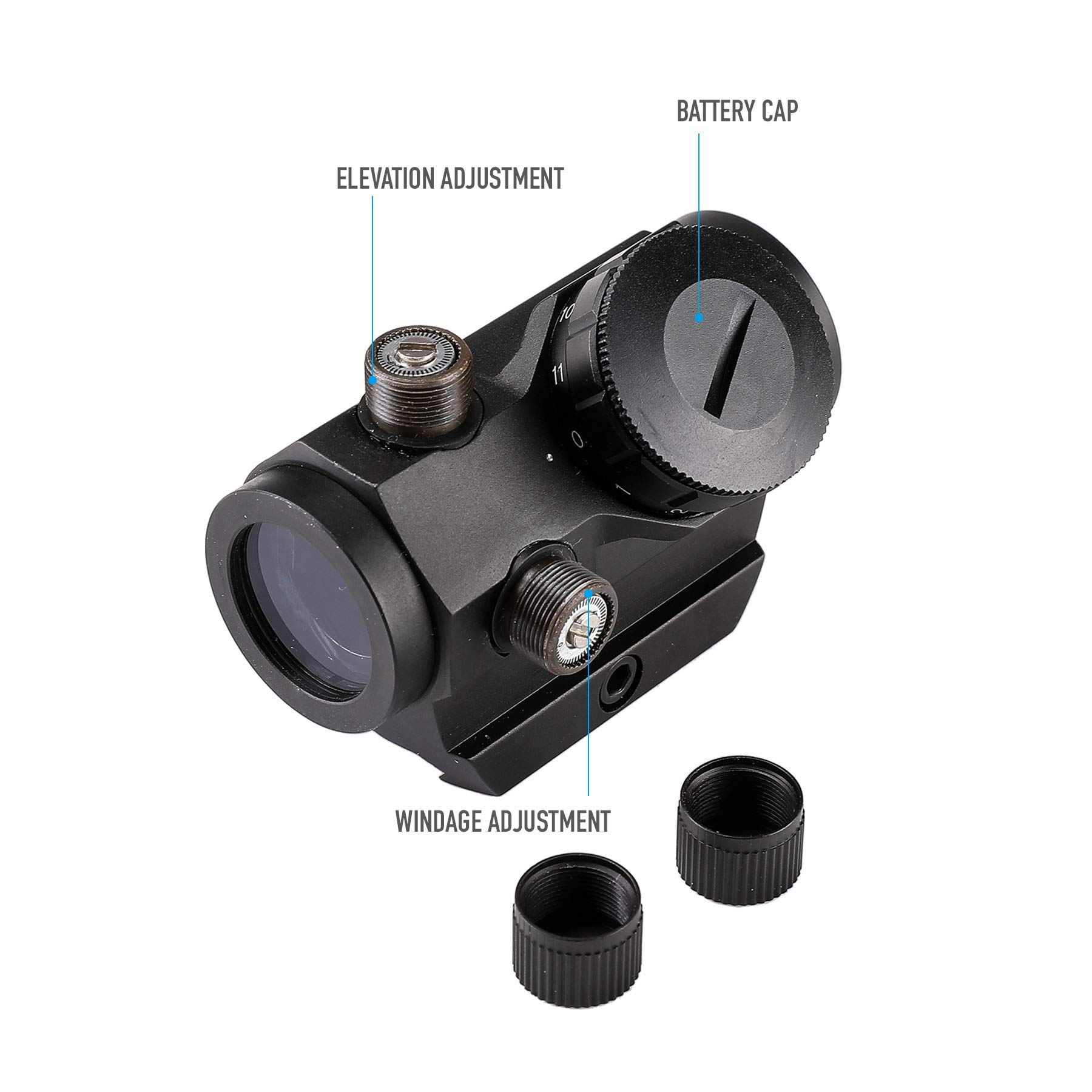 Pinty 1x25mm Tactical Red Dot Sight 3-4 MOA Compact Red Dot Scope 1” Riser Mount for Cowitness with Iron Sights Waterproof and Shockproof Scratch Resistant Amber Lens