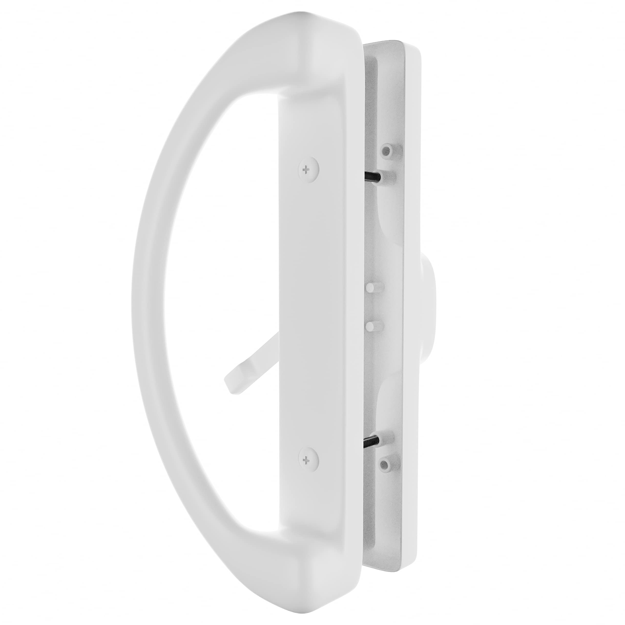 Essential Values Patio Door Handle Set, Replacement Sliding Door Handle Set (No Lock, Non-Keyed) | 2-Handle White Diecast Handles for Sliding Doors | 3-15/16ā Hole Spacing for Mortise Style Locks