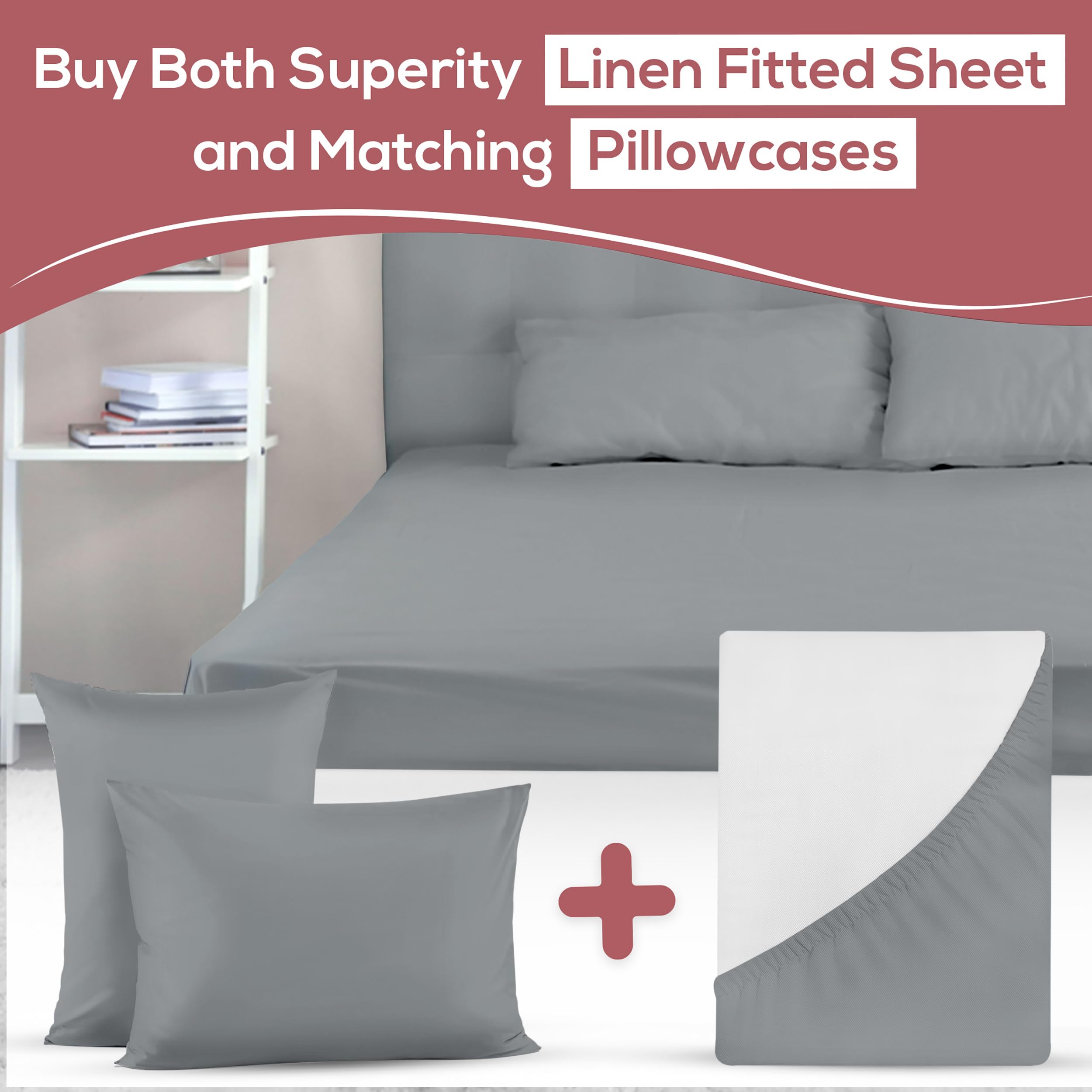 Superity Linen Pillow Cases Standard Size - Soft and Breatheable Cotton White Pillow Cases Set of 2 with Envelope Enclosure. Pillow Covers are 20 x 26. Protect Pillow and Enhance Bedroom Appearance.