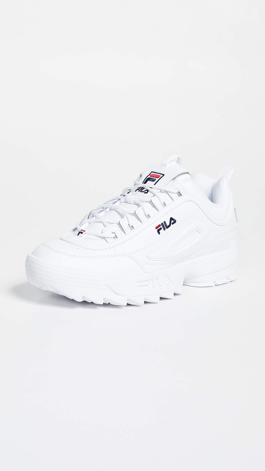 Fila Men's Disruptor II Premium Shoes, White/Fila Navy/Fila Red - 11.5