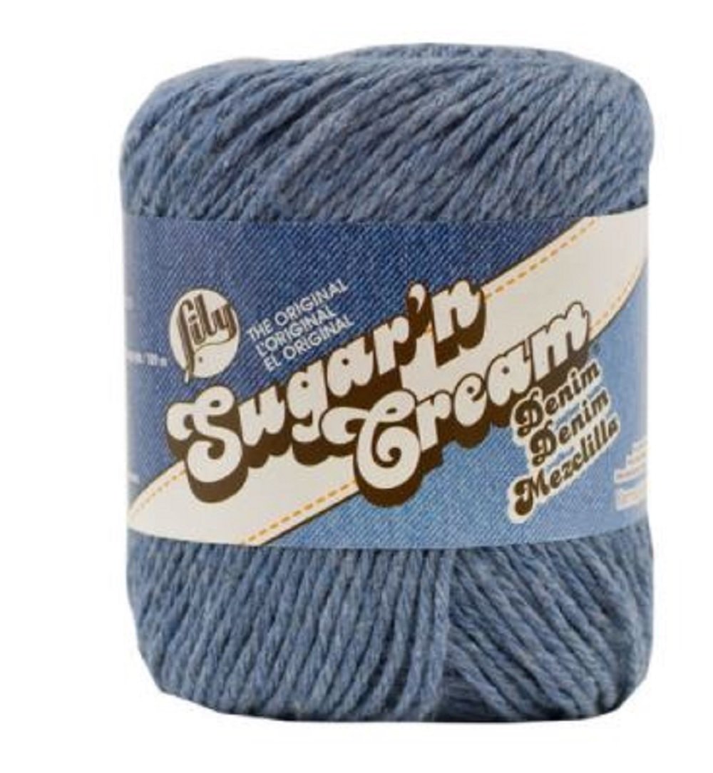 Lily Sugar 'n Cream Blue Jeans Yarn (2-Pack, 120 Yards Each, Cotton Blend)