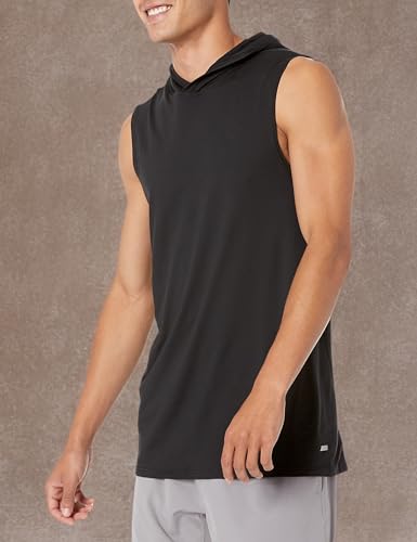 Amazon Essentials Men's Tech Stretch Sleeveless Hoodie, Black, Small