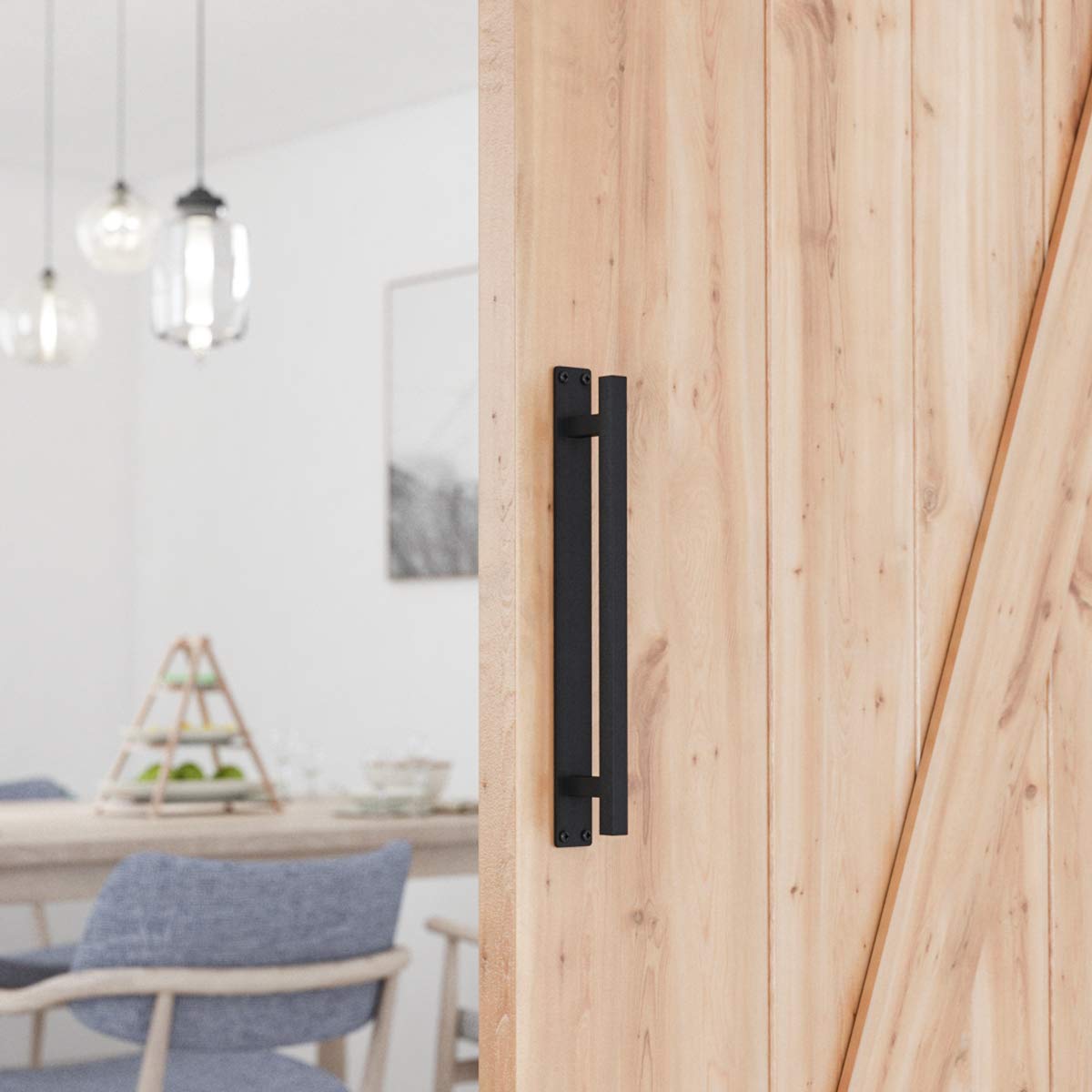 SMARTSTANDARD 12β Rustic Barn Door Handle for Sliding Door, Heavy Duty Barn Door Pull, Antique Long Base Gate Handle